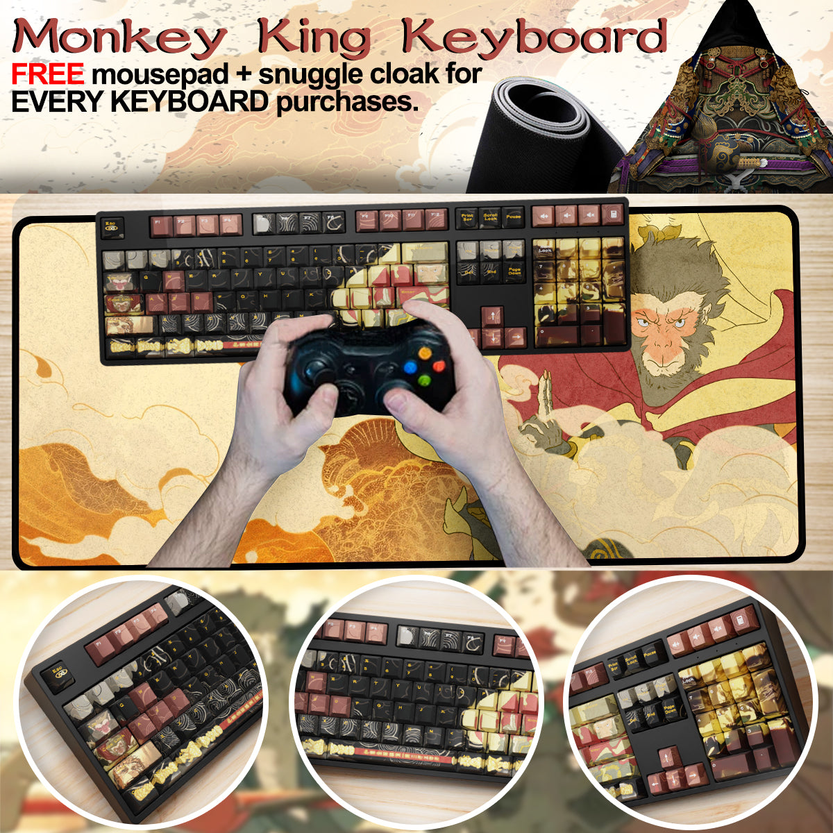 Monkey King Keycap & Deskmat + Snuggle Cloak Bundle – Fandomaniax